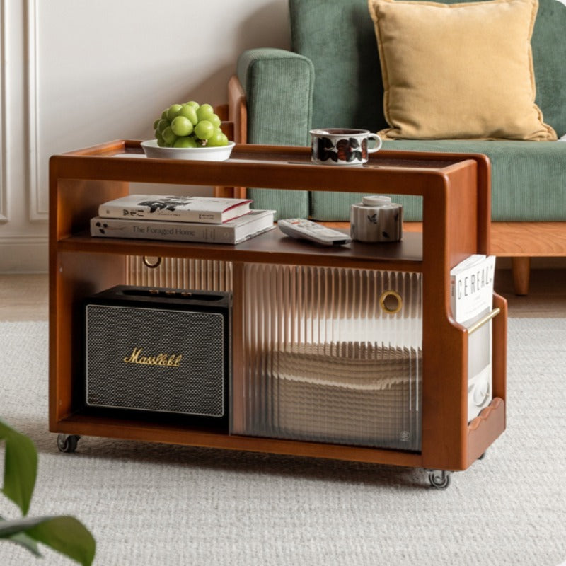 Hayden Solid Wood Side Table With Wheels – IUIGA