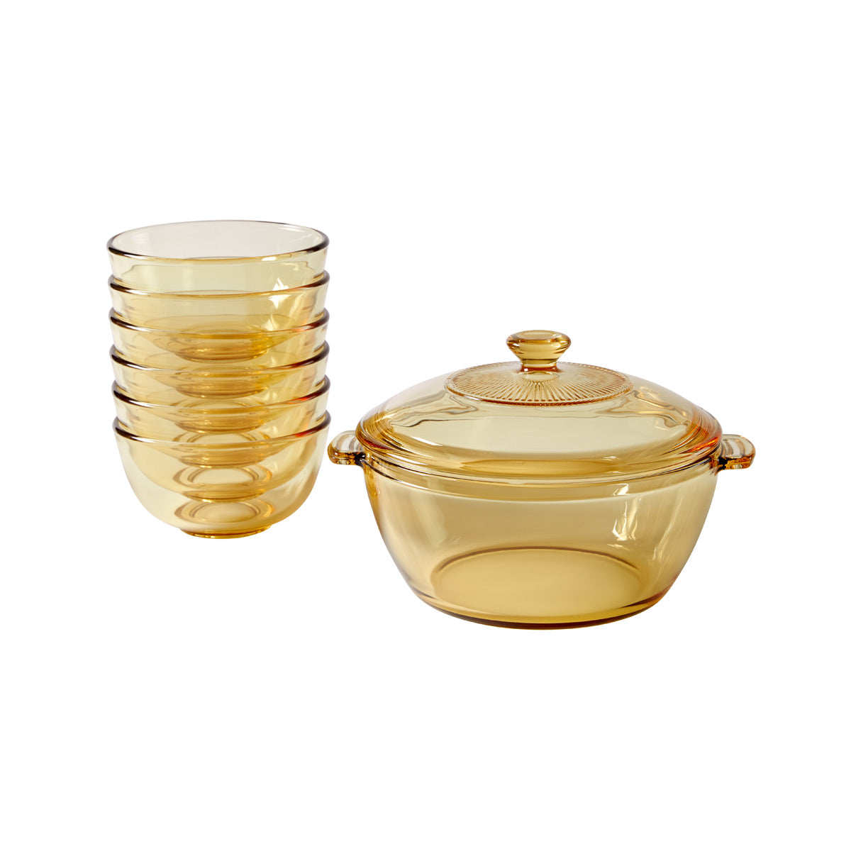 Amber Glass Pot & Rice Bowls Set – IUIGA